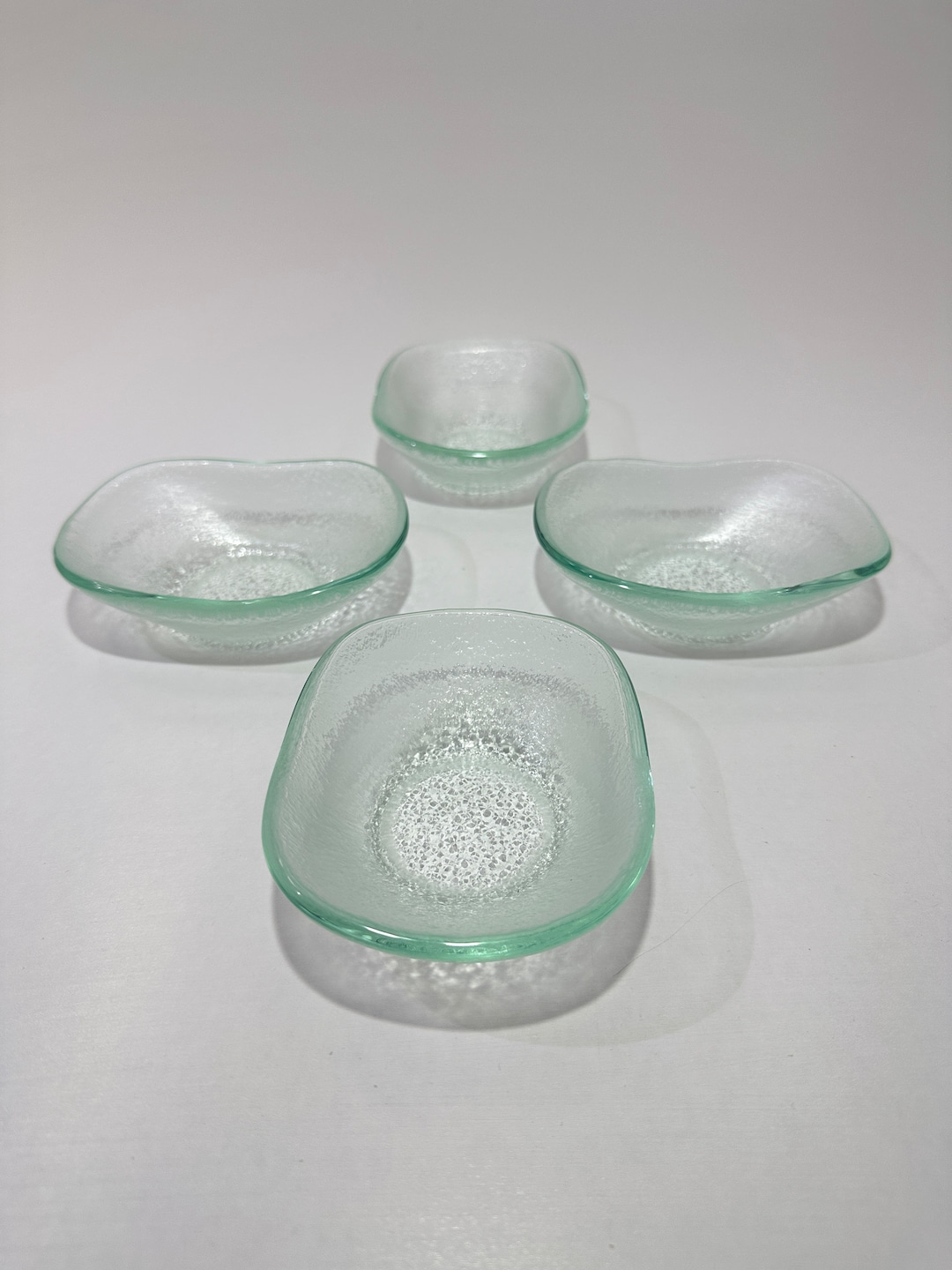 Set of 4 Fused Small Glass Bowls. Glass Serving Bowls. Clear Glass ...