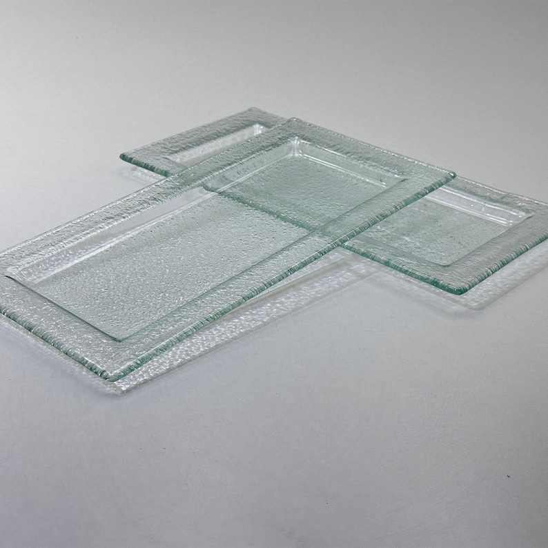 Fused Glass Plate, Set of 2 Rectangle Glass Tray, Handmade Glass Tray ...