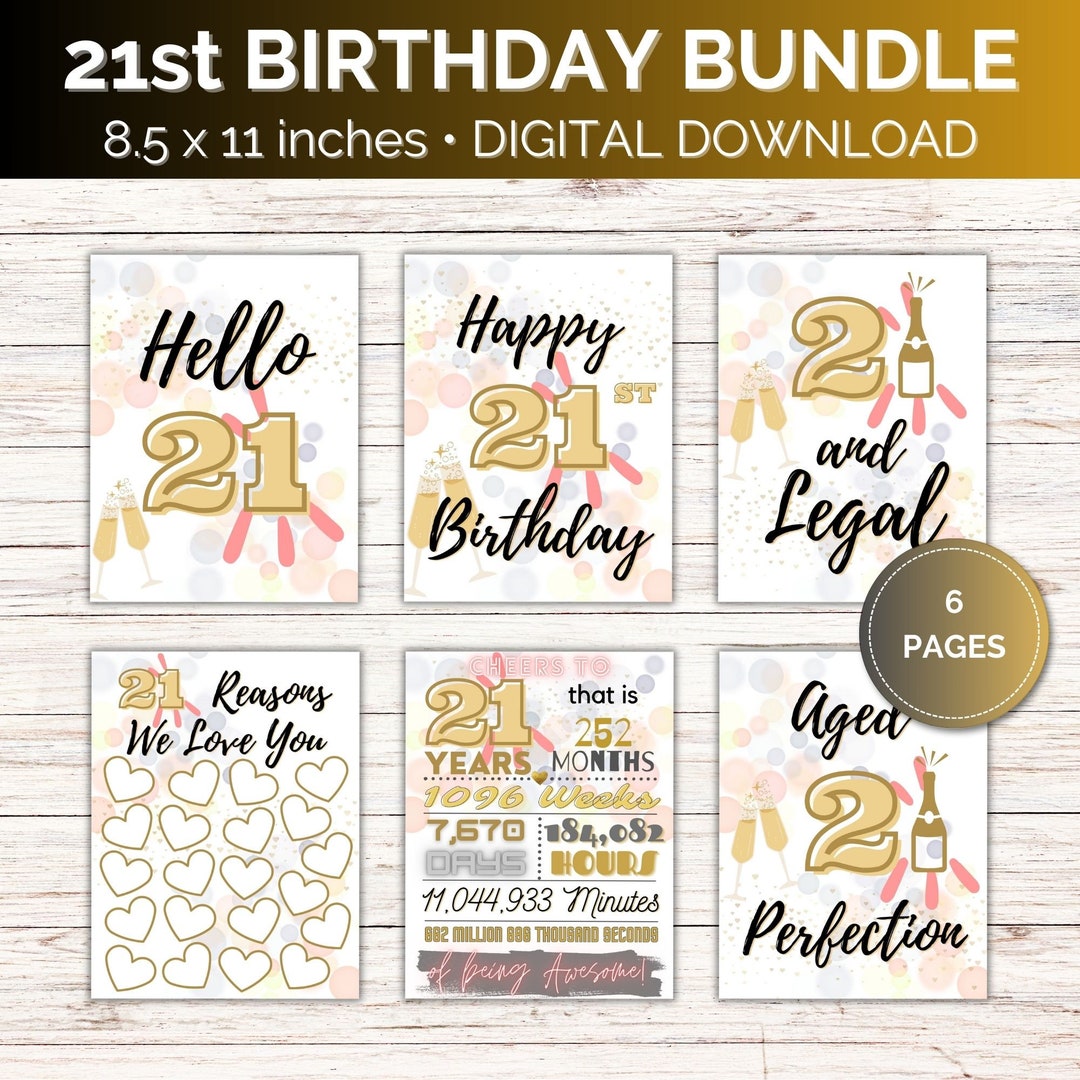 21st Birthday Sign Bundle | Happy 21st Birthday | Hello 21 | Cheers to ...