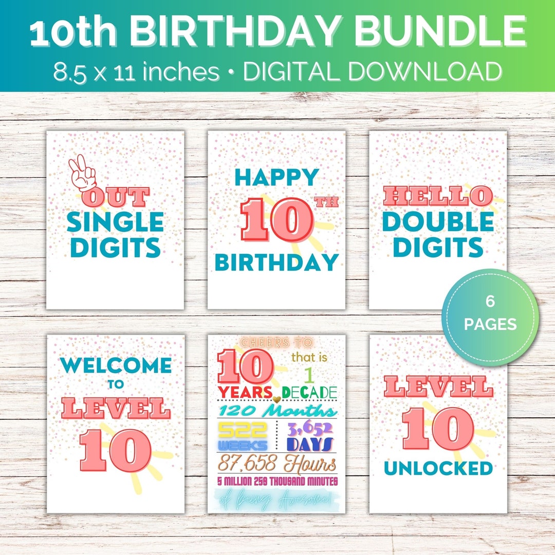 10th Birthday Sign Bundle | Peace Out Single Digits | Hello Double ...