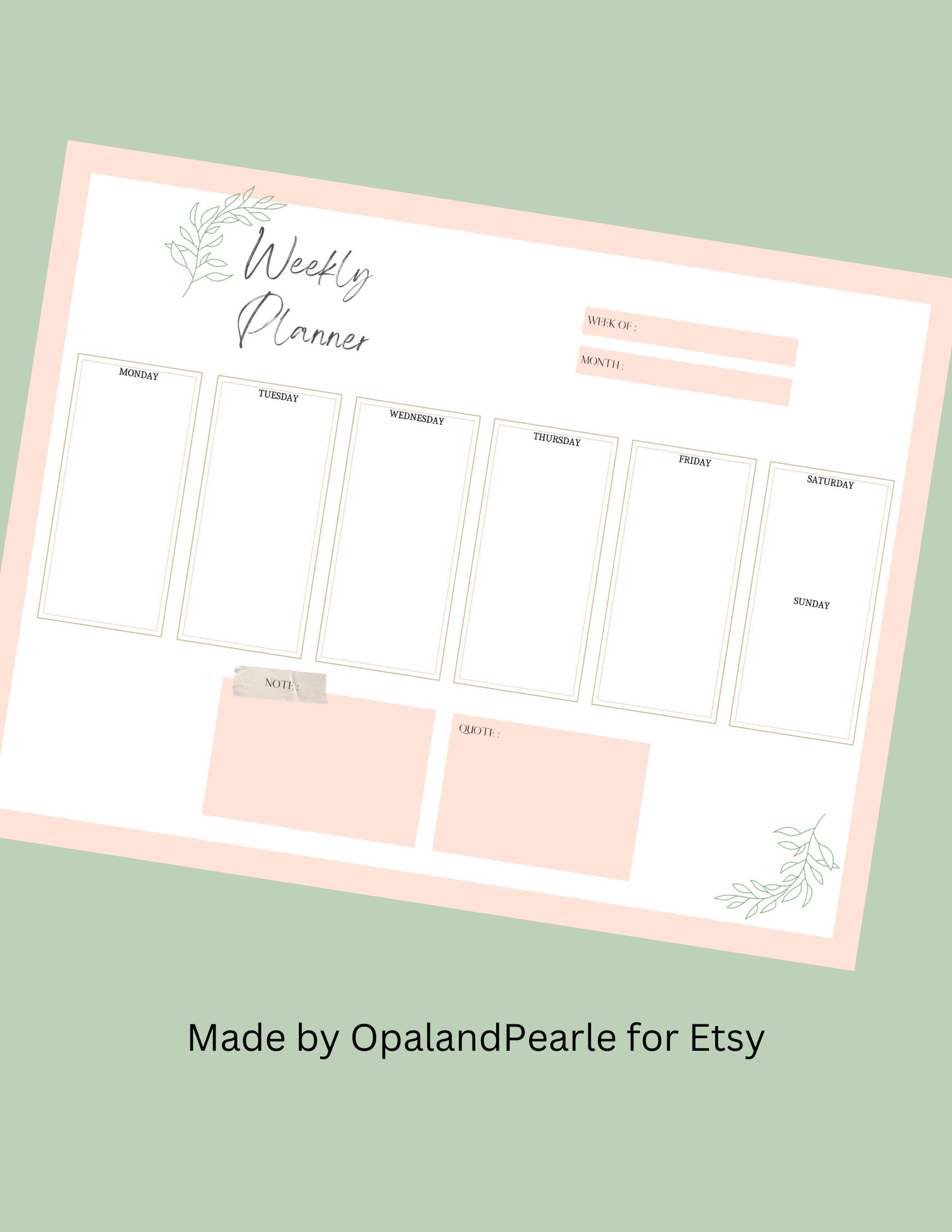 Pretty in Pink: Printable Weekly Planner for Productivity and ...