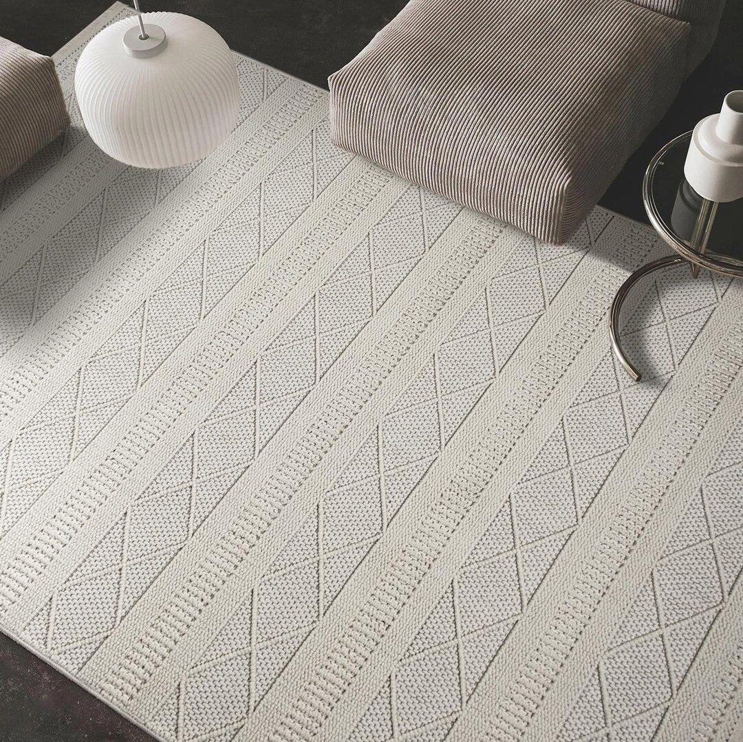 Minimalist Pattern Cream Rug, Bedroom, Living Room Rug, Hallway Carpet ...