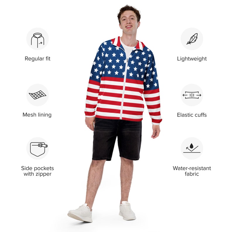 American Flag Jacket, Custom Windbreaker - Etsy