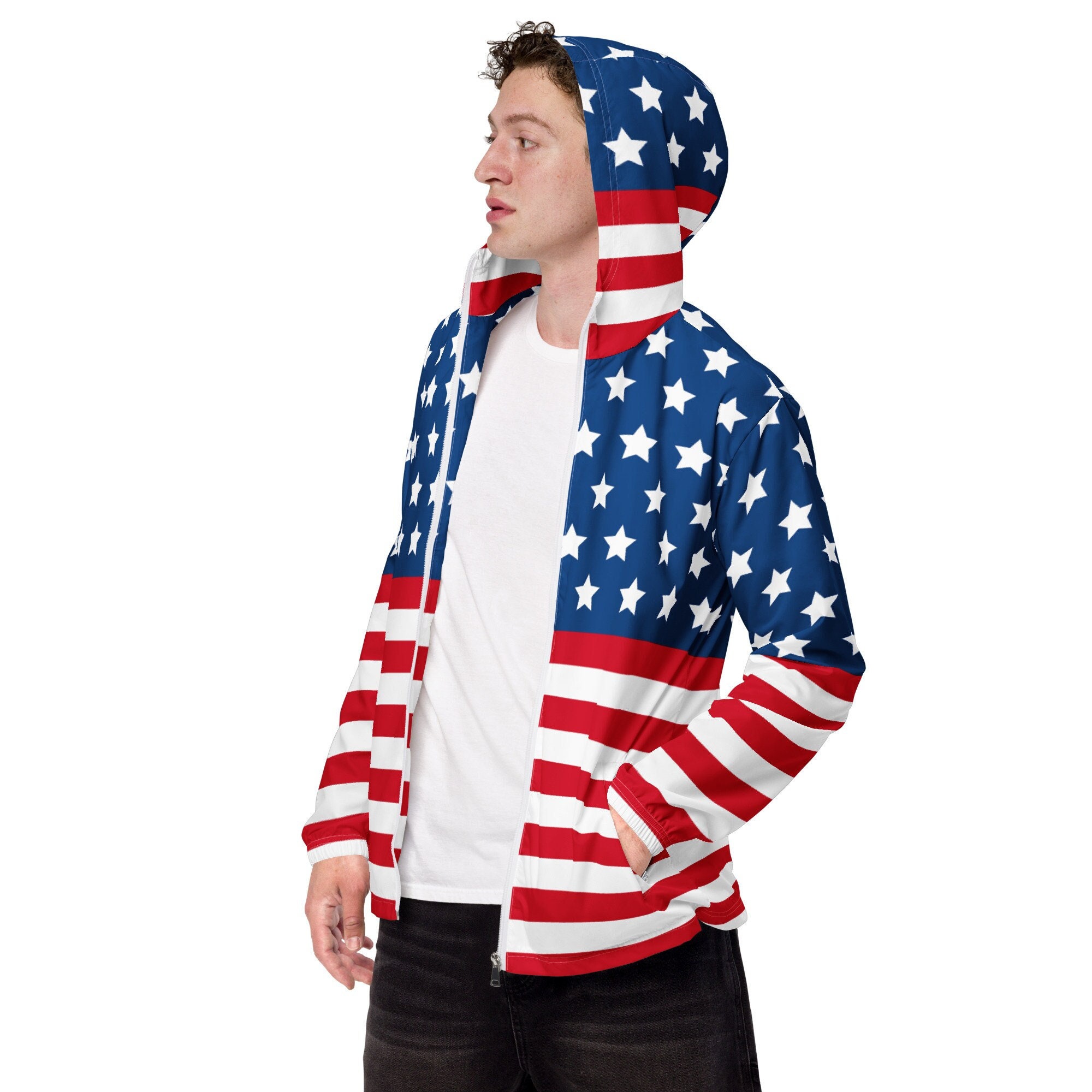 American Flag Jacket Custom Windbreaker - Etsy