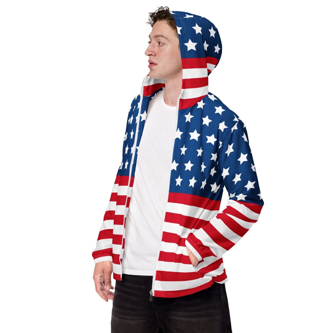 American Flag Jacket, Custom Windbreaker - Etsy