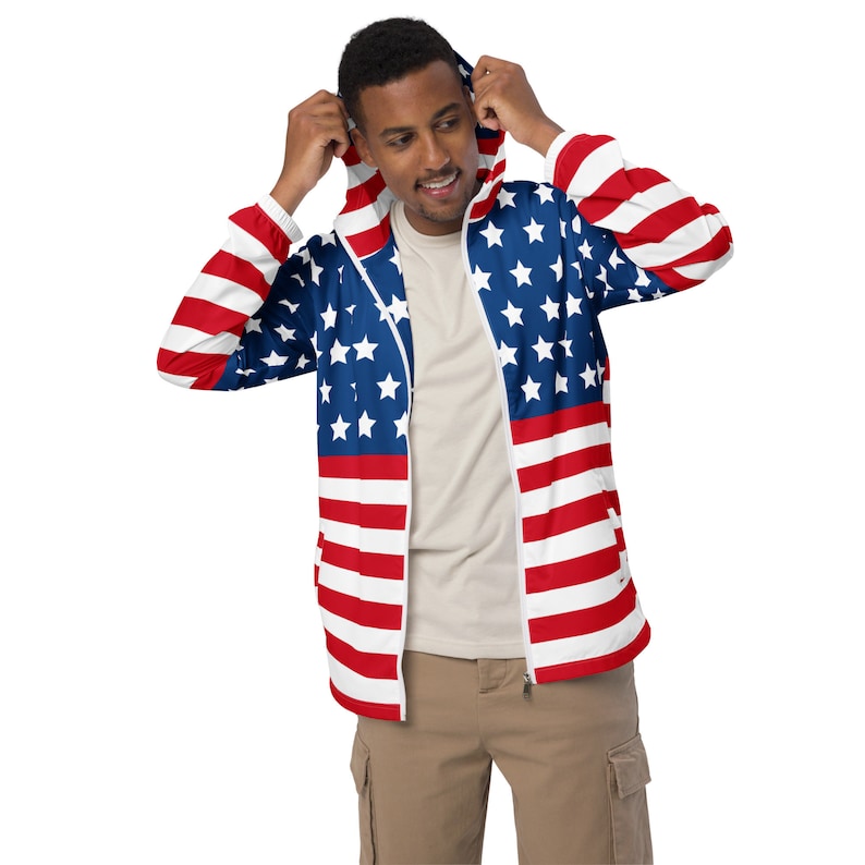 American Flag Jacket, Custom Windbreaker - Etsy