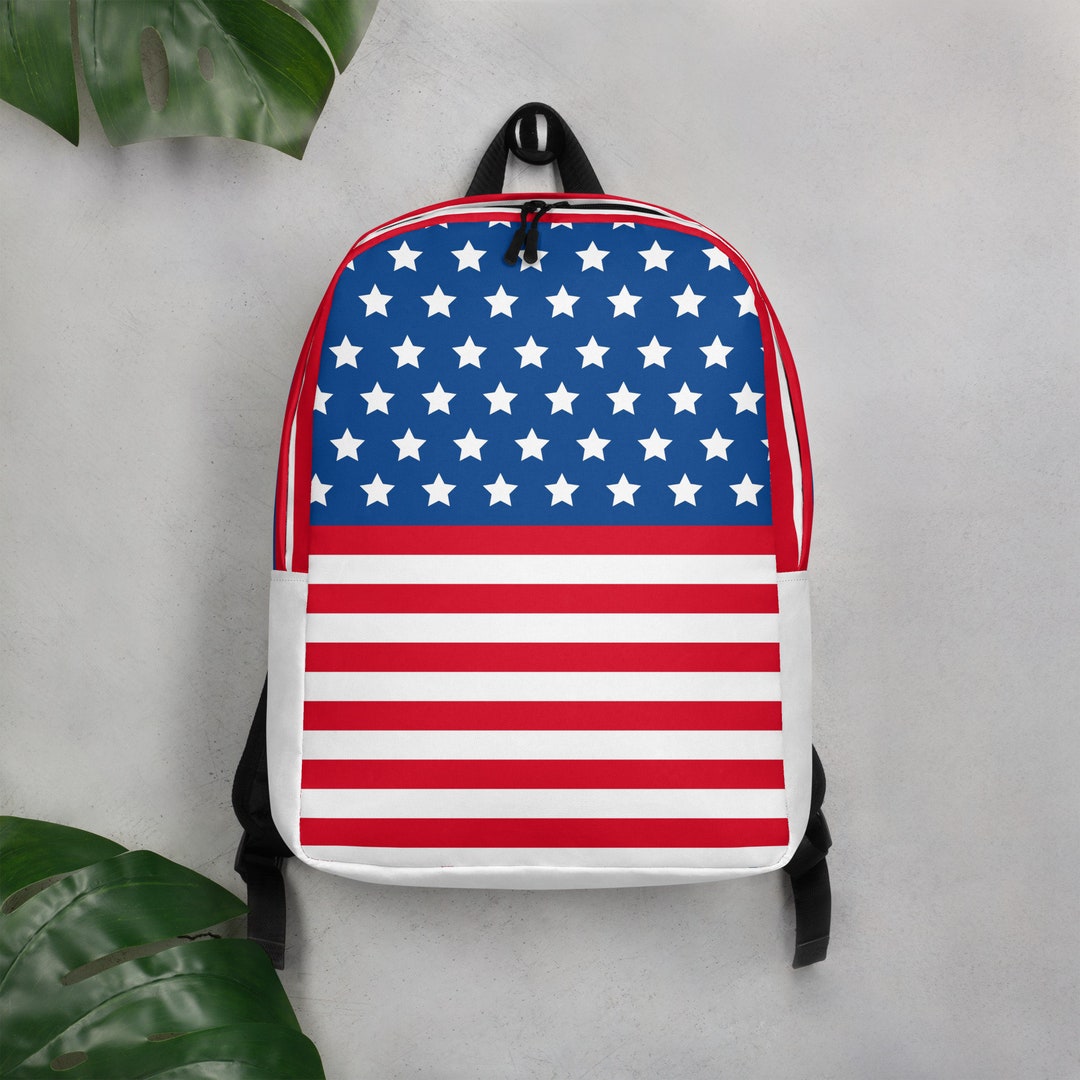 American Flag Backpack, USA Book Bag, Minimalist Travel Bag - Etsy