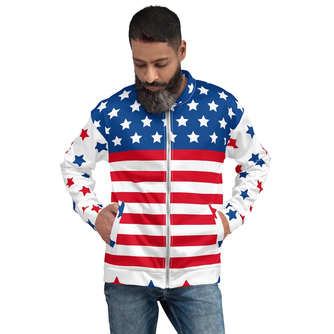American Flag Bomber Jacket: Patriotic Unisex Apparel - Etsy