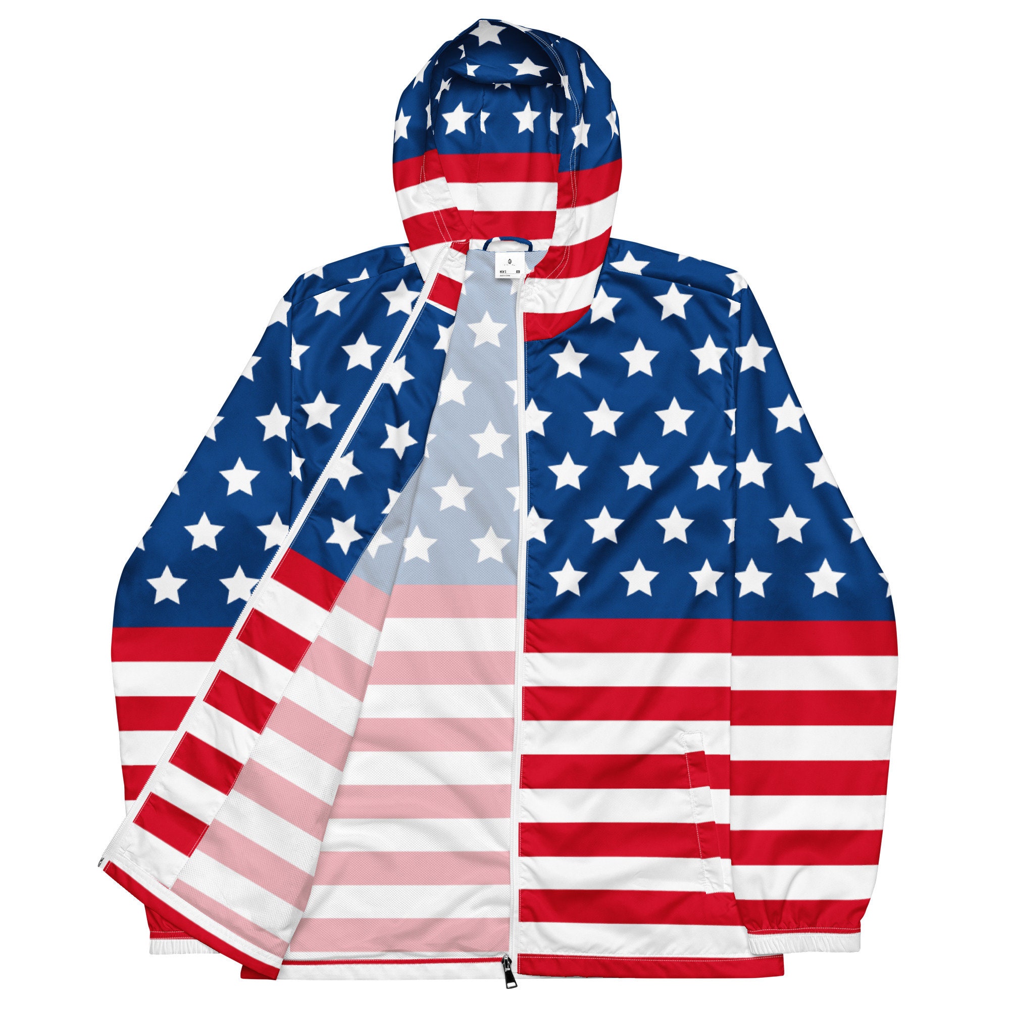 American Flag Jacket, Custom Windbreaker - Etsy