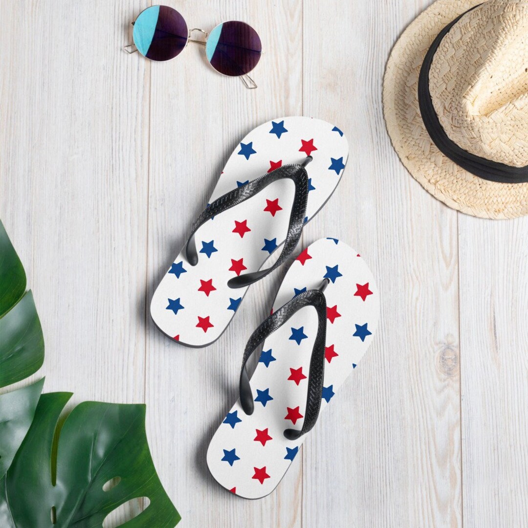 July 4th Flip Flops, Star Pattern Sandals, Independence Day - Etsy