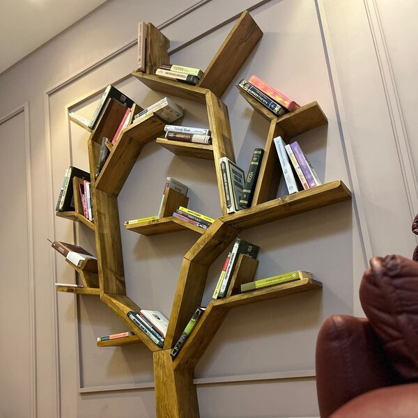 Natural Bookshelf - Etsy