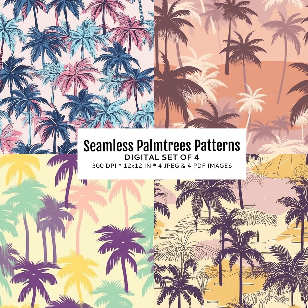 Tropical Palm Trees, Palm Trees Digital Pattern, Seamless Tropical ...