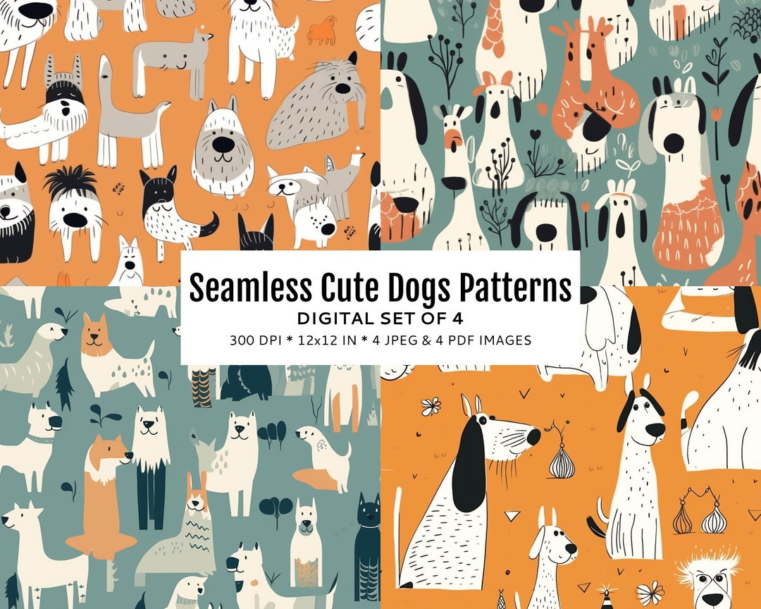 Adorable Dogs Pattern, Cute Dogs Theme, Seamless Happy Dogs Pattern ...