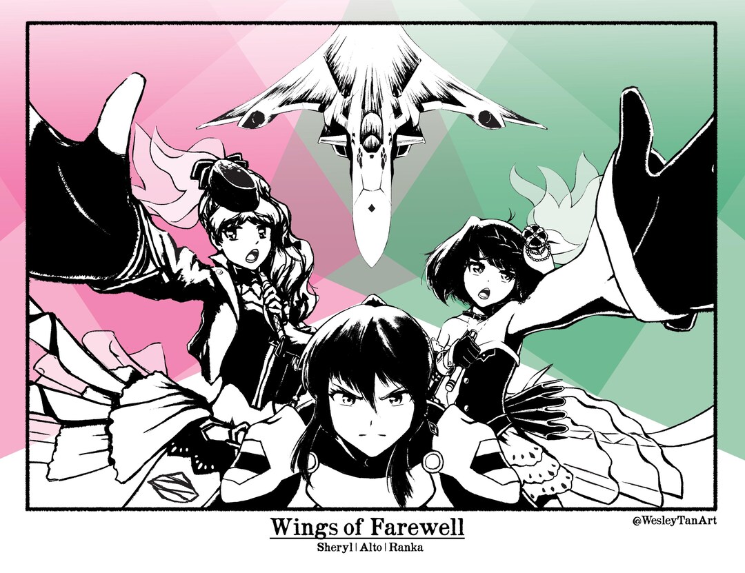 Macross Frontier Wings of Farewell Alto Ranka Sheryl Mecha Art Print ...