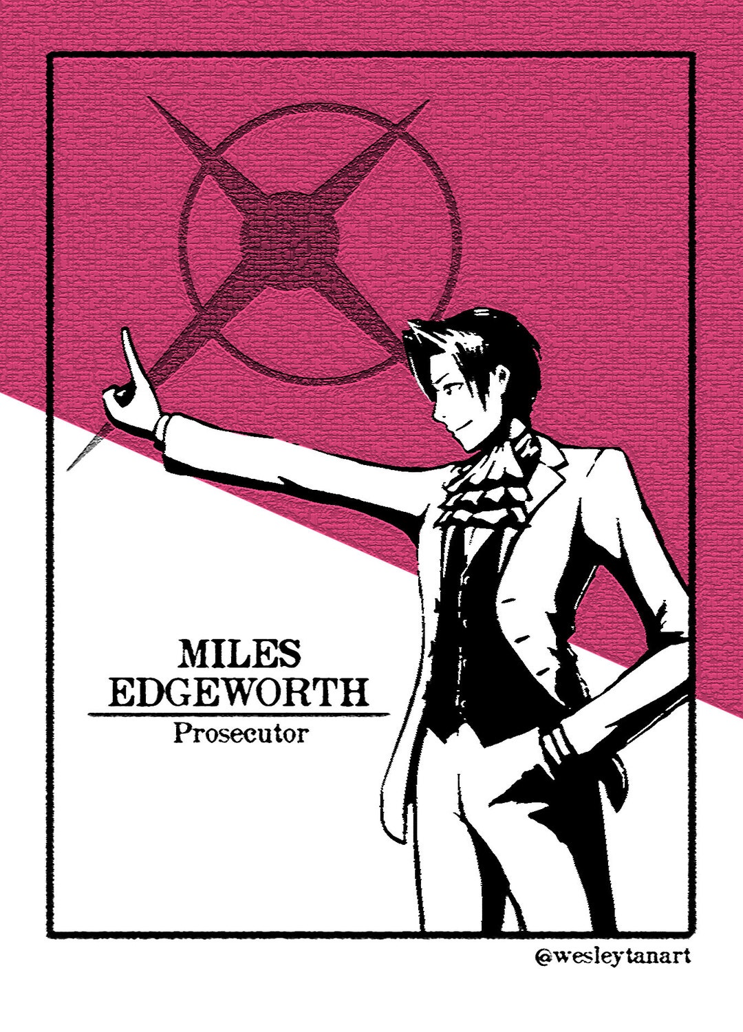 Miles Edgeworth Ace Attorney Character Art Print | 4.5 X 6.25 ...