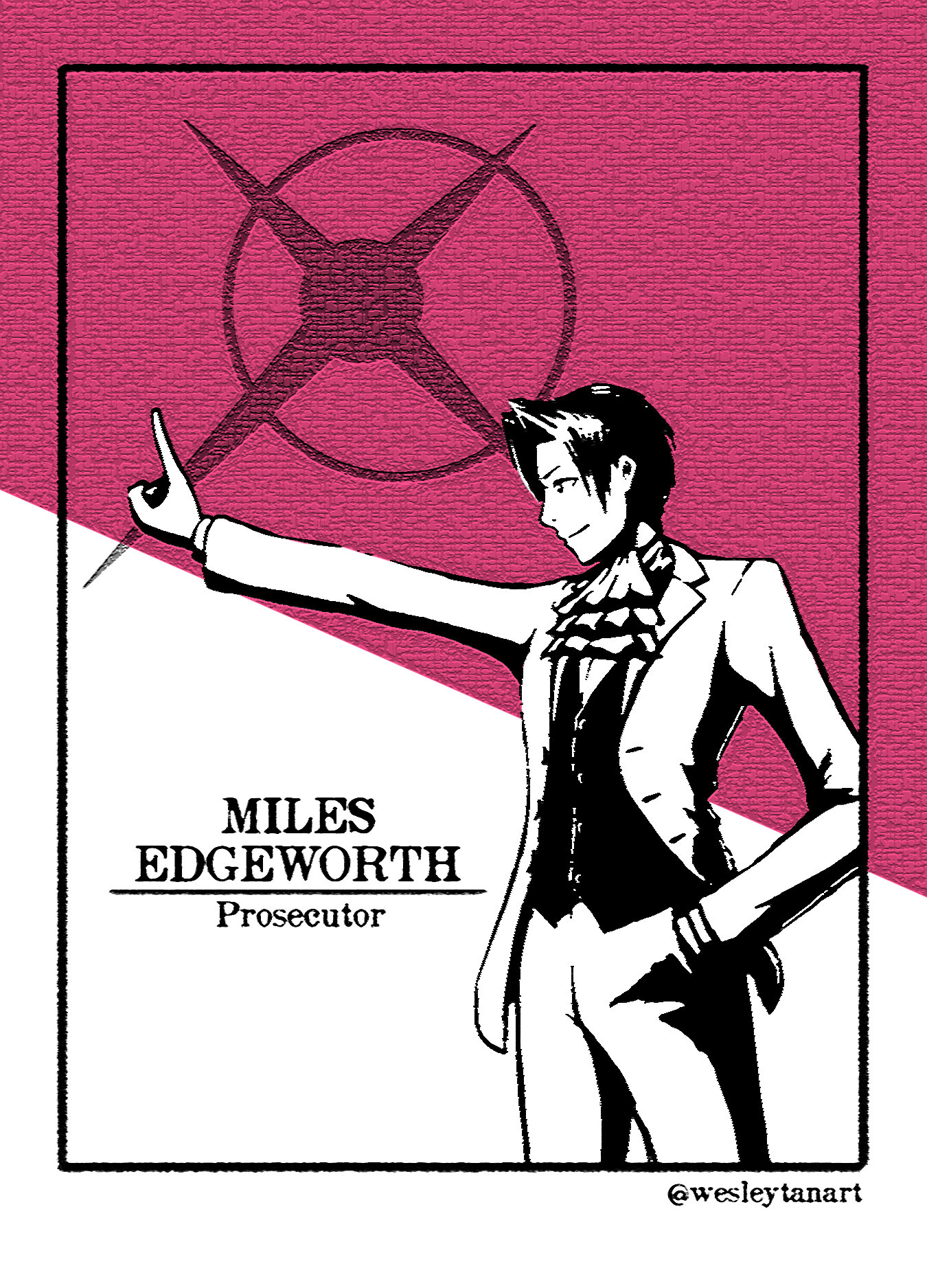 Miles Edgeworth Ace Attorney Character Art Print | 4.5 X 6.25 ...