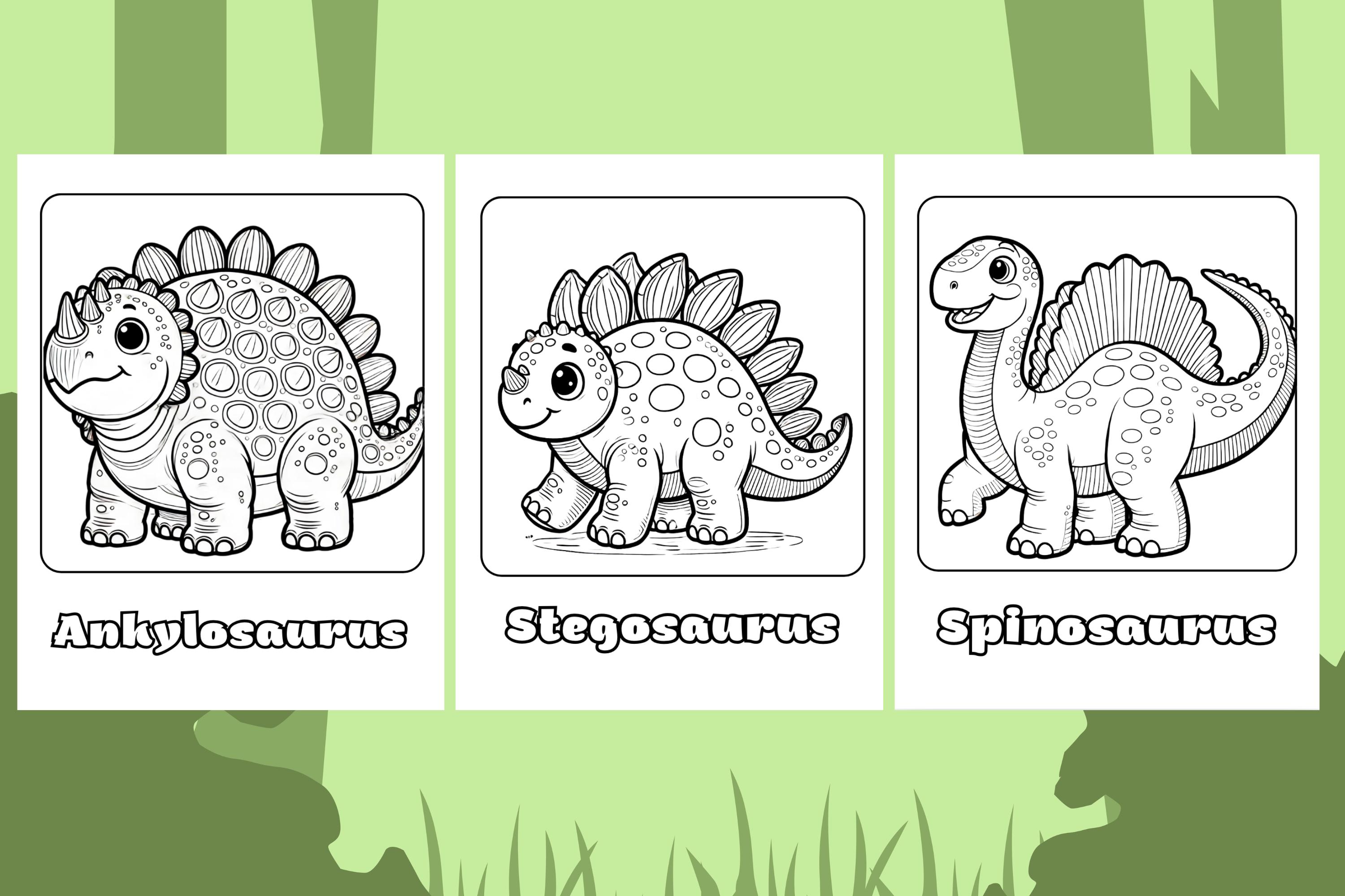 Cute Printable Dinosaur Coloring Pages for Kids Digital Preschool ...