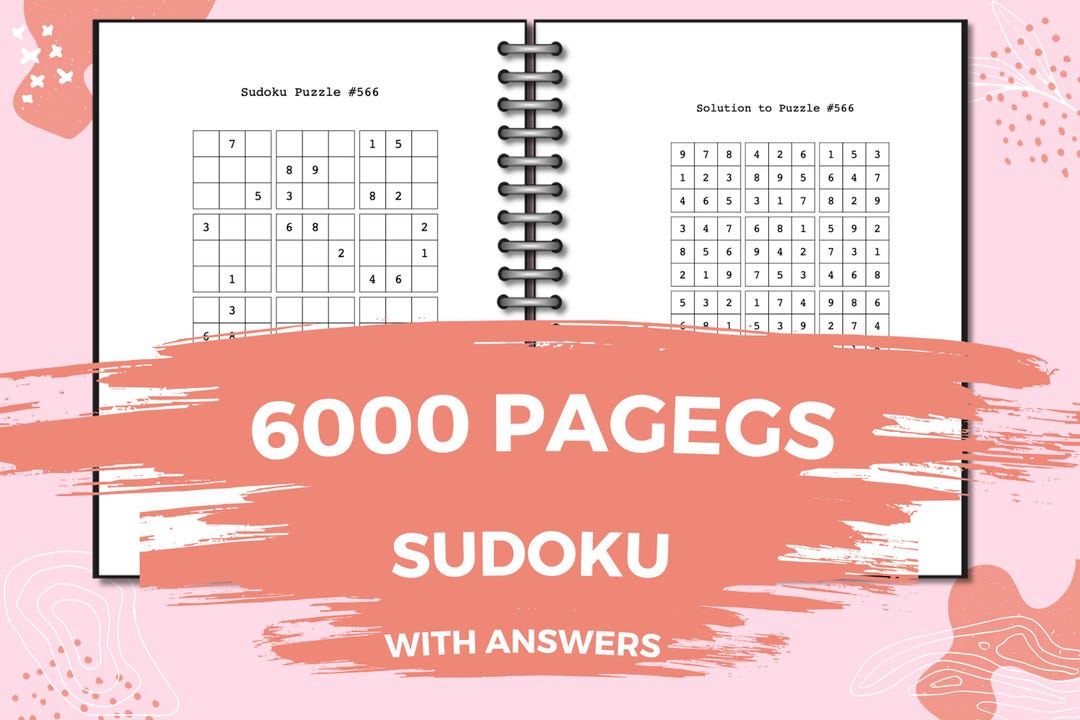 6000 Sudoku Puzzles PDF Bundle Printable Brain Games With Solutions ...