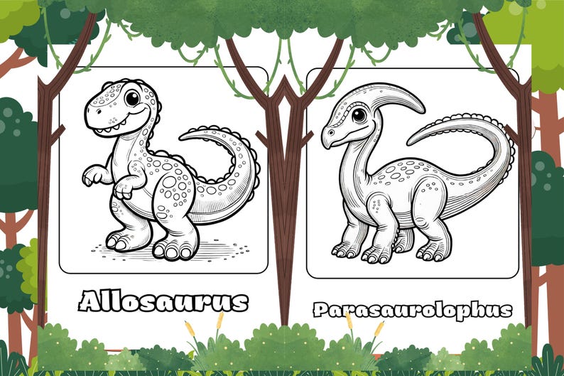Cute Printable Dinosaur Coloring Pages for Kids Digital Preschool ...