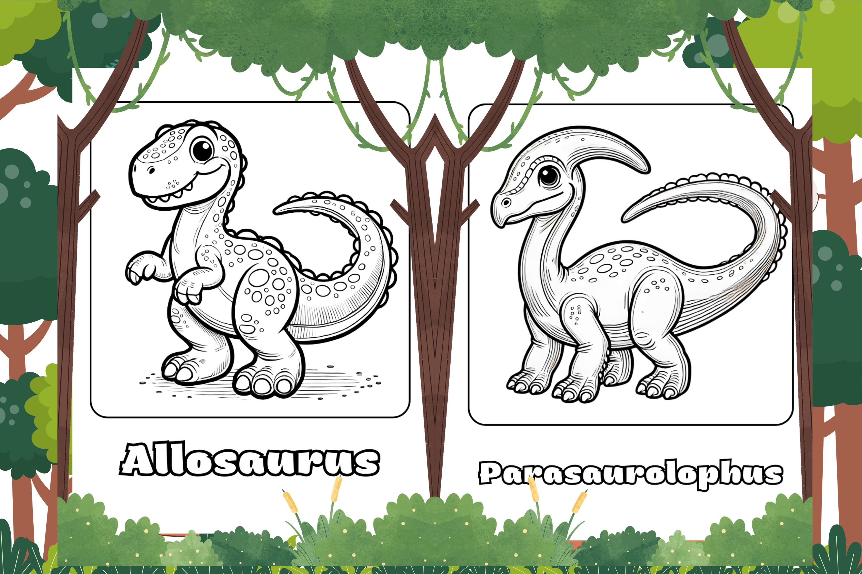 Cute Printable Dinosaur Coloring Pages for Kids Digital Preschool ...