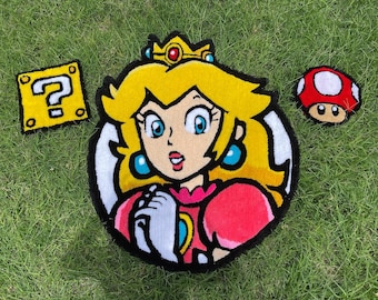 Princess Peach Stained Glass Tufted Rug Super Mario Brothers Rug - Etsy