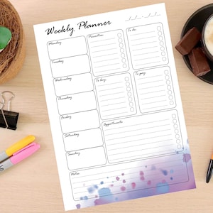 Printable Purple Weekly Planner, A4, A5, Letter Size, Minimalist Design ...