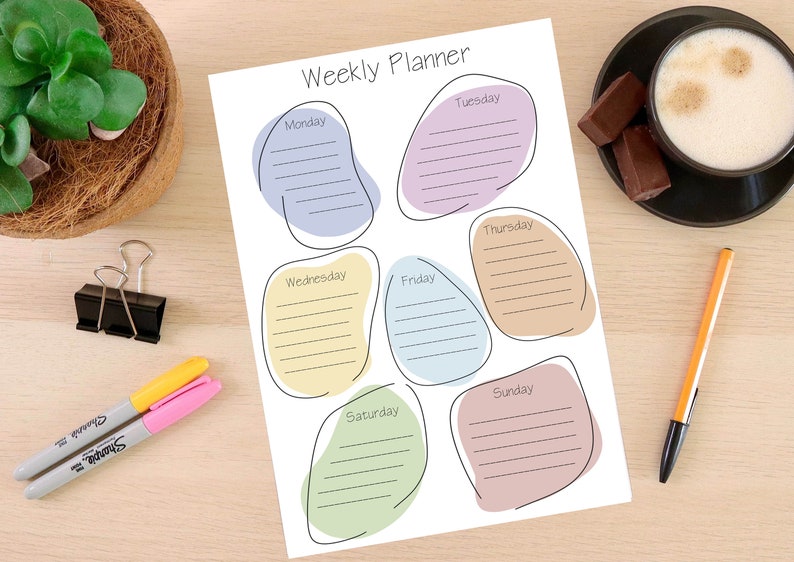 Minimalist Weekly Planner Printable Daily Planner Template - Etsy