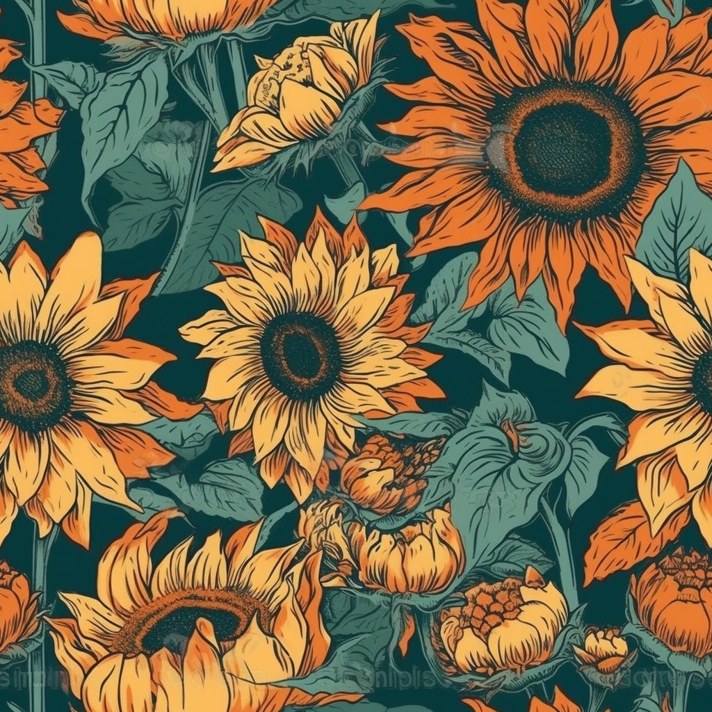 Retro Sunflower Pattern - Etsy