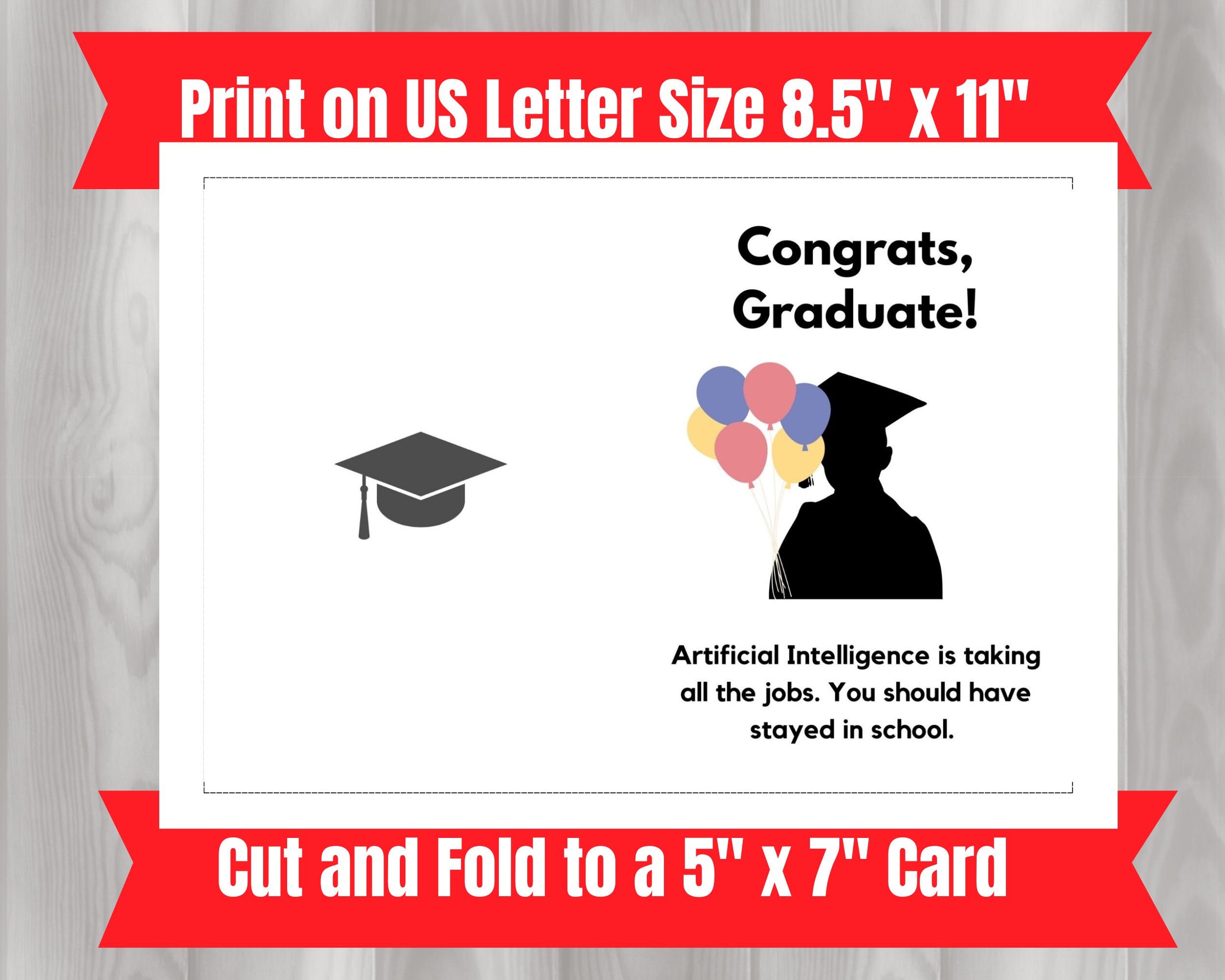 Funny Graduation Card Funny Card for Graduates Funny Digital Download ...