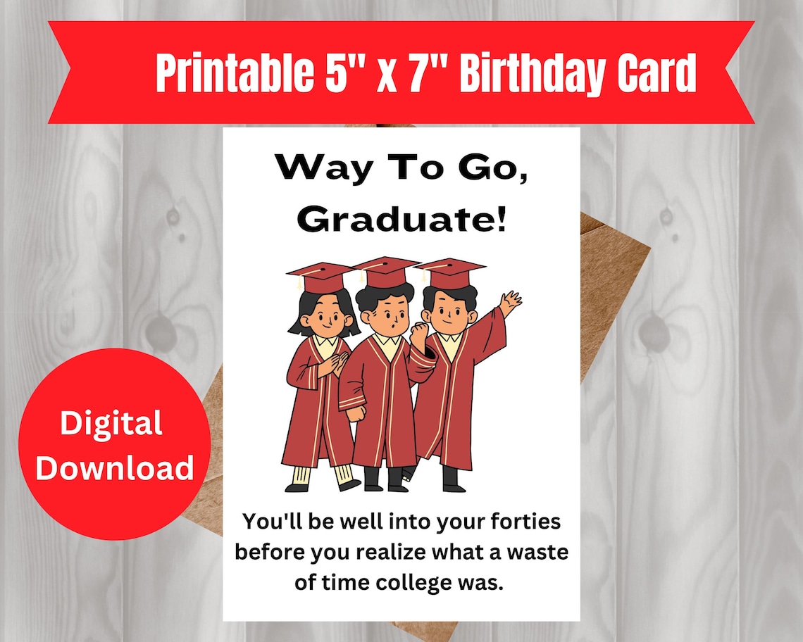 Funny Graduation Card Funny Card for Graduates Funny Graduation ...