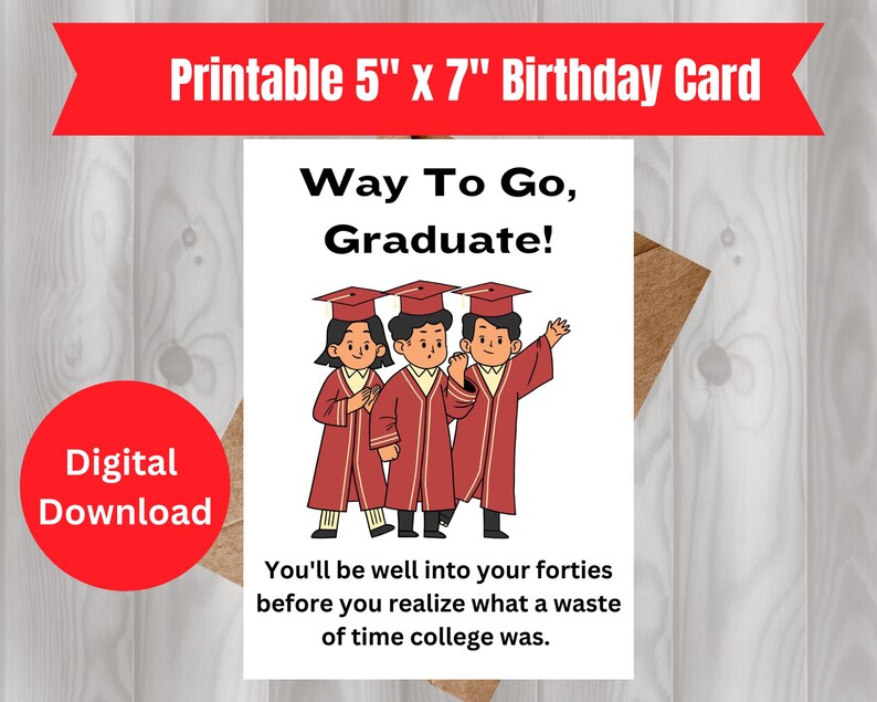 Funny Graduation Card Funny Card for Graduates Funny Graduation ...