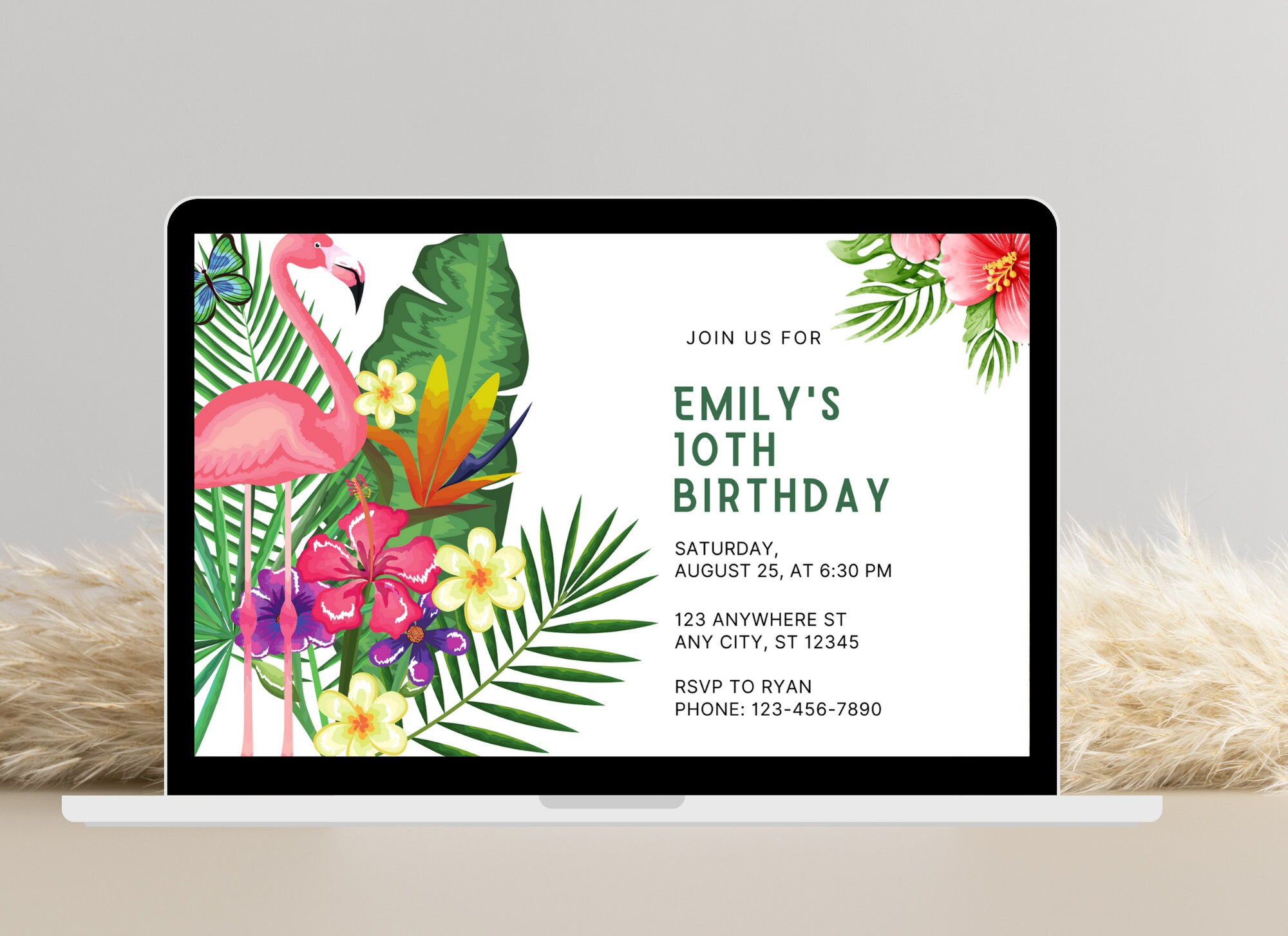 Flamingo Birthday Invitation, Flamingle Invitation, Tropical Birthday ...