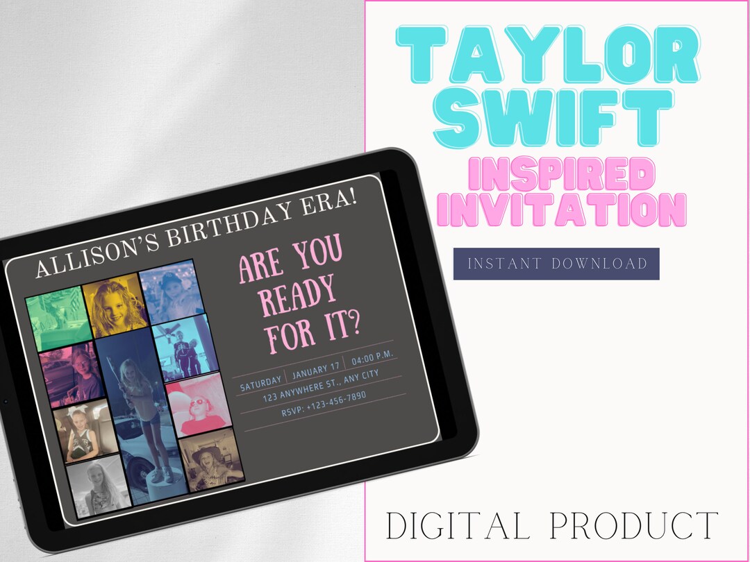 Personalized Taylor Swift Inspired Birthday Invitation, Eras Tour ...