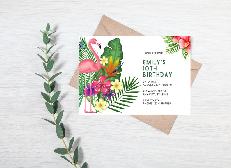 Flamingo Birthday Invitation, Flamingle Invitation, Tropical Birthday ...