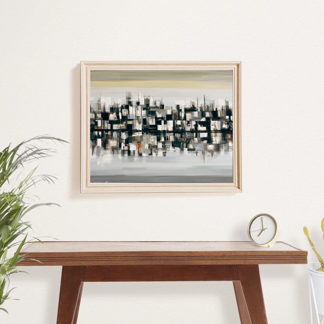 Printable Cityscape Abstract Painting Digital Cityscape Reflection ...