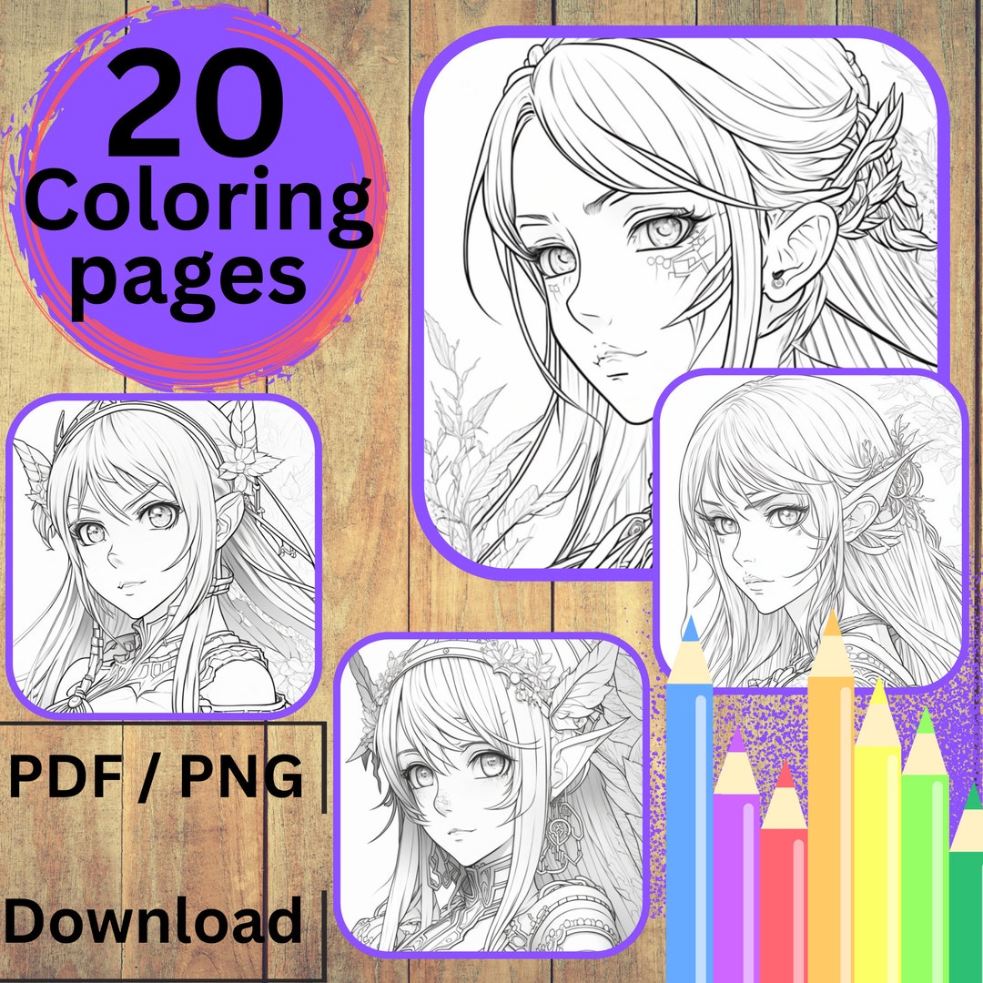 20 Coloring Pages Elf Anime Girls Printable Coloring Pages - Etsy Australia