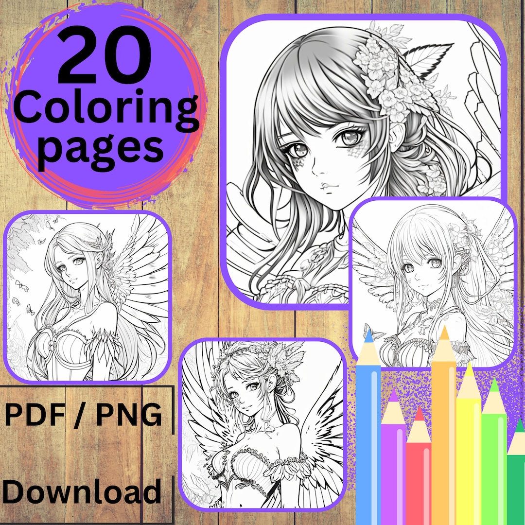 20 Coloring Pages Fairy Anime Girls Printable Coloring Pages - Etsy ...