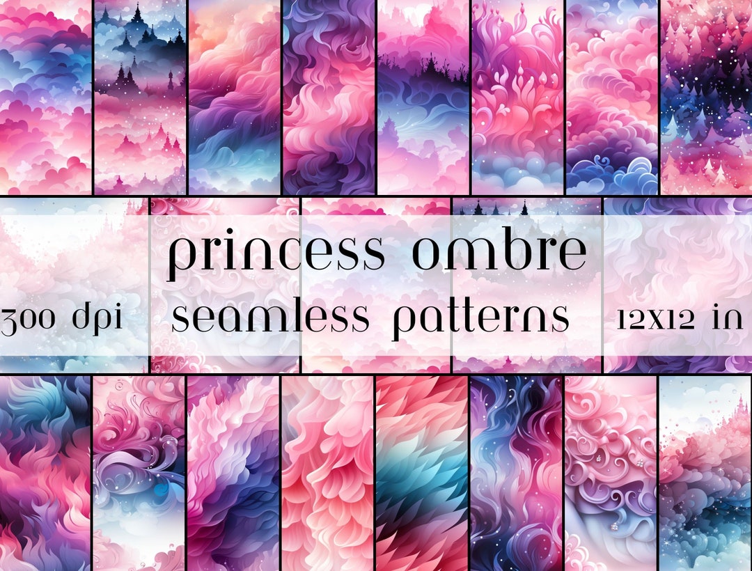 Princess Ombre Digital Paper Princess Queen Glitter: Instant Download ...