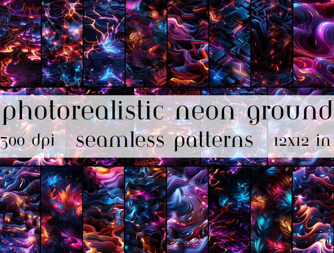 Photorealistic Neon Ground Digital Paper Seamless Patterns - Etsy