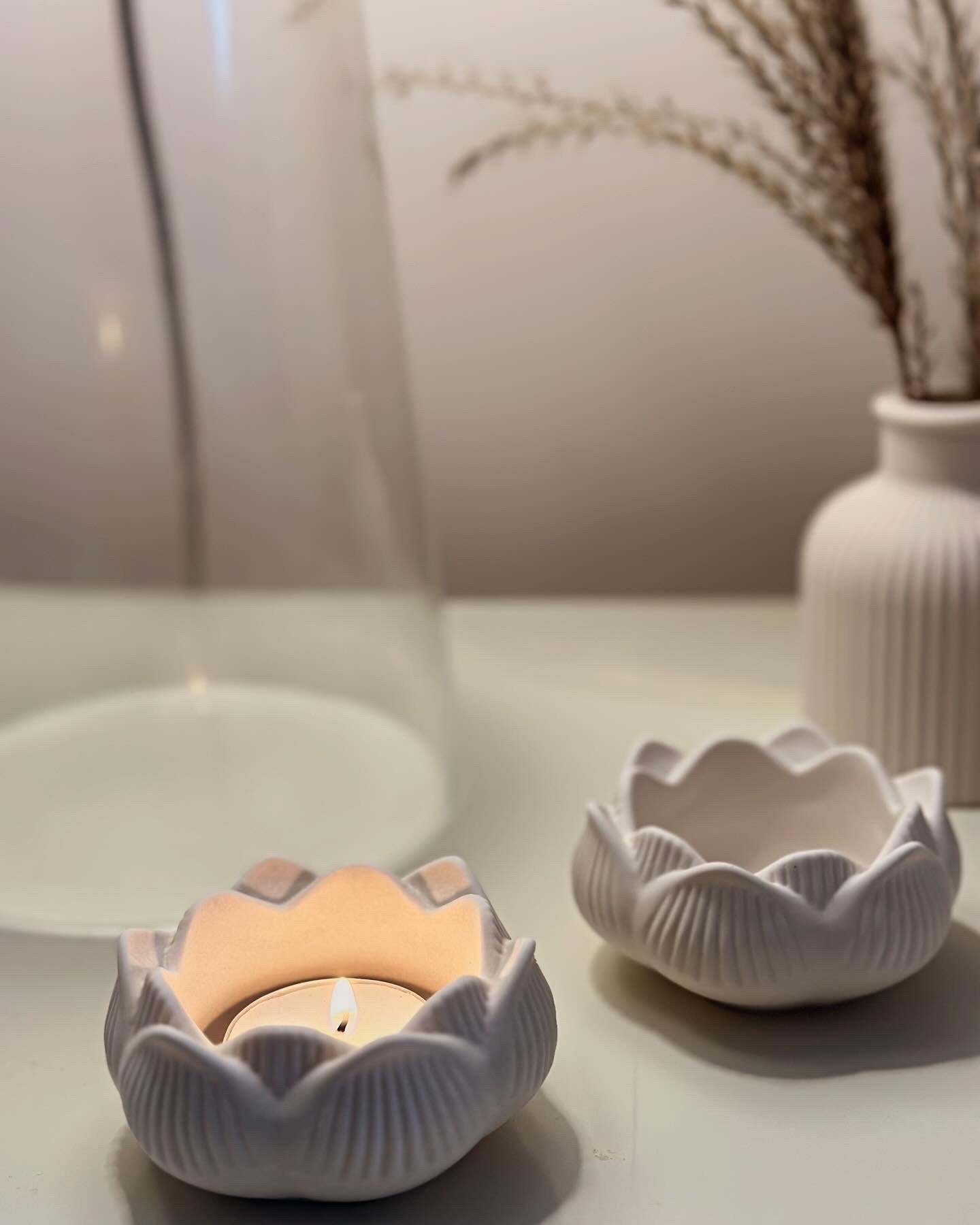 Lotus Tea Light Holder | Jesmonite Tea Light Holder | Lotus | Elegant ...