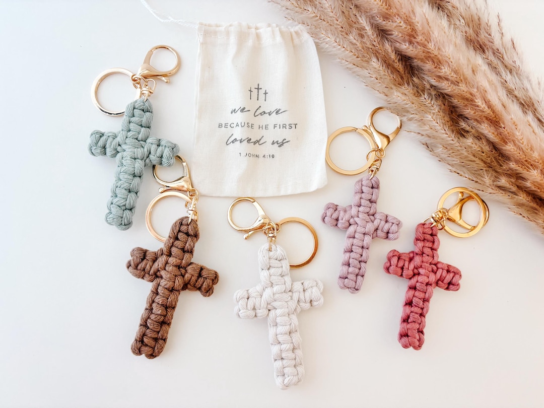 Macrame Cross Keychain - Etsy