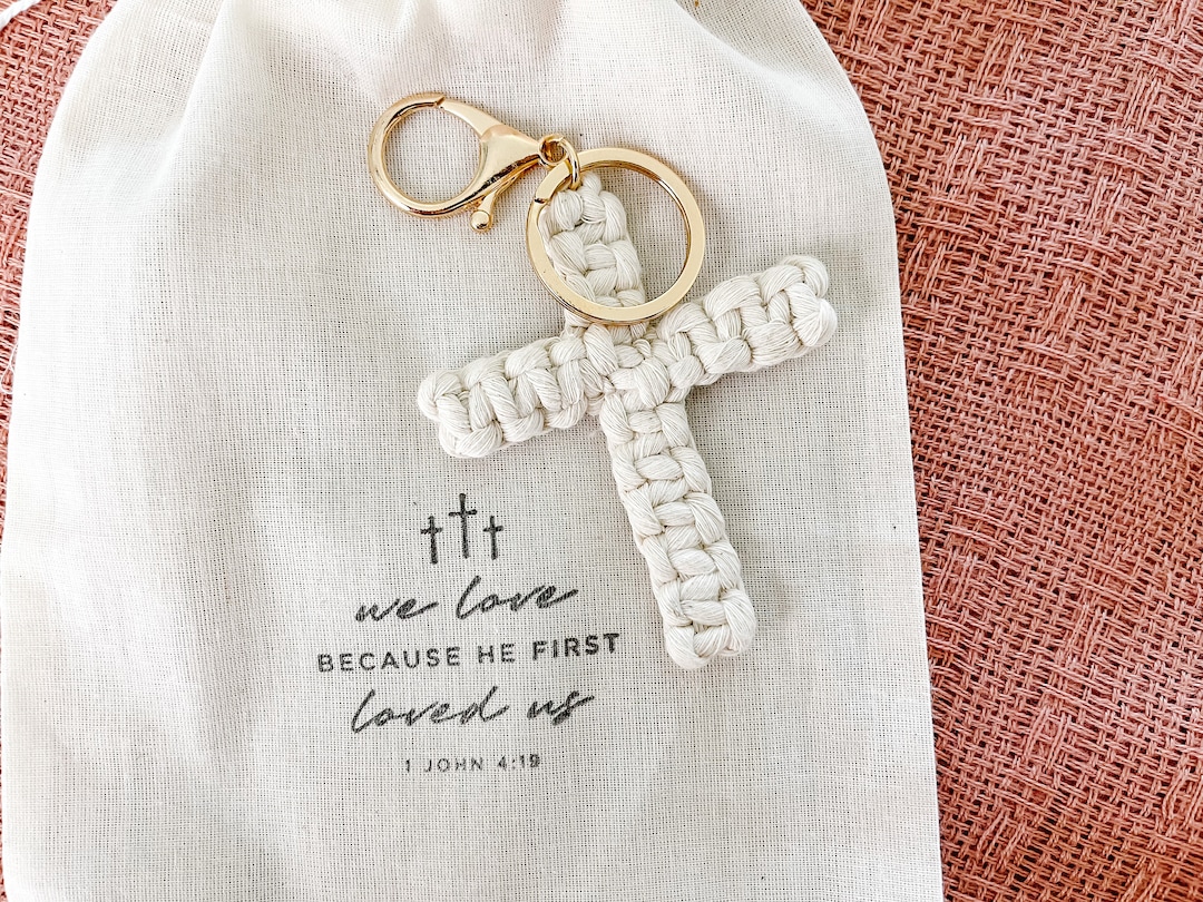 Macrame Cross Keychain - Etsy