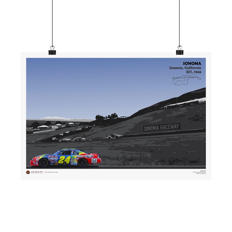 Sonoma Raceway Poster NASCAR Track Jeff Gordon Chevrolet Hendrick Race ...