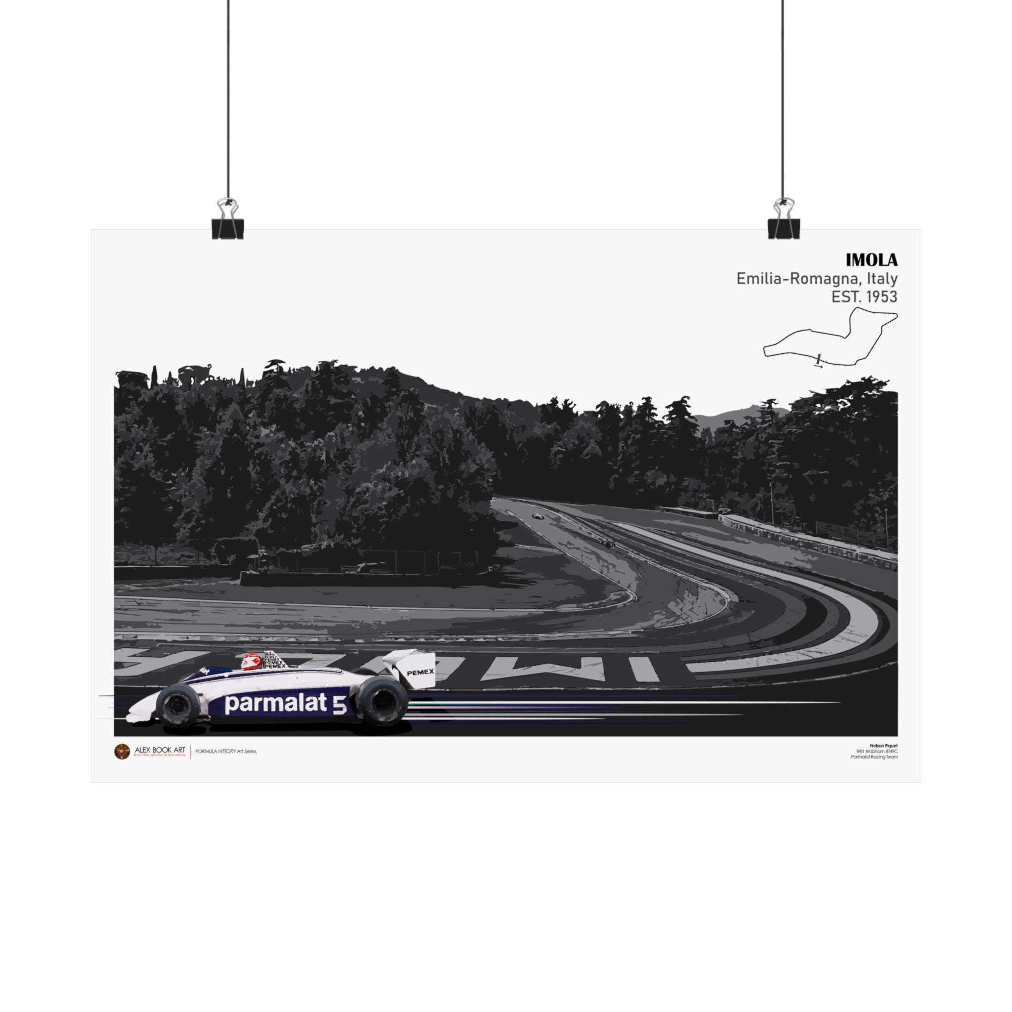 Imola Race Track Poster Formula Racing Nelson Piquet Brabham Ford Car ...