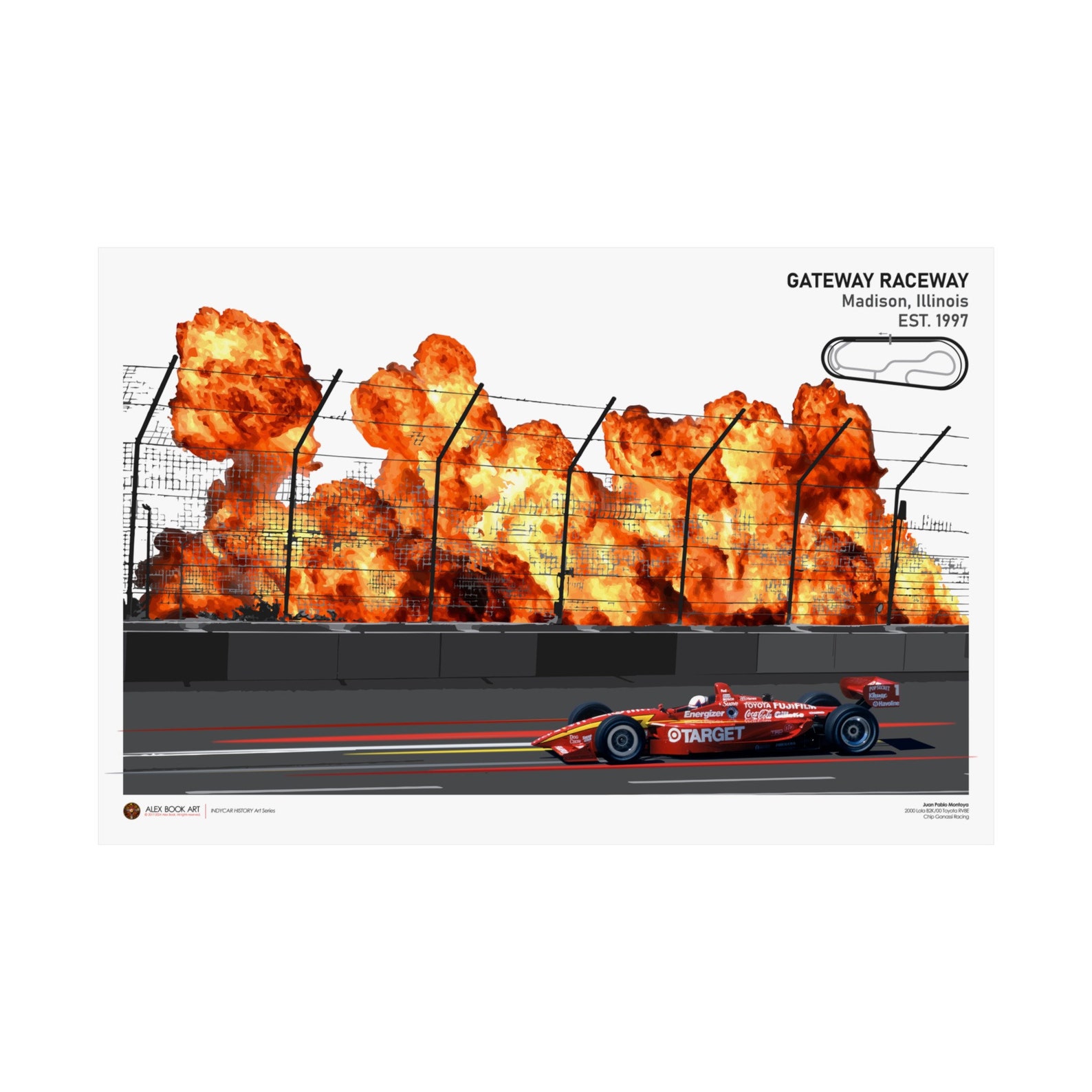 Gateway Raceway Indy Poster INDYCAR Juan Pablo Montoya Art Print ...