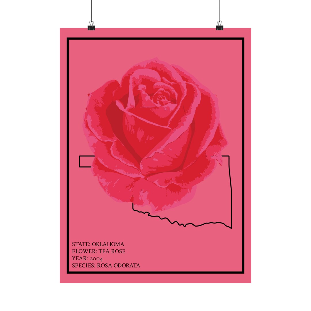 Oklahoma Tea Rose Art Print: State Flower Poster - Etsy