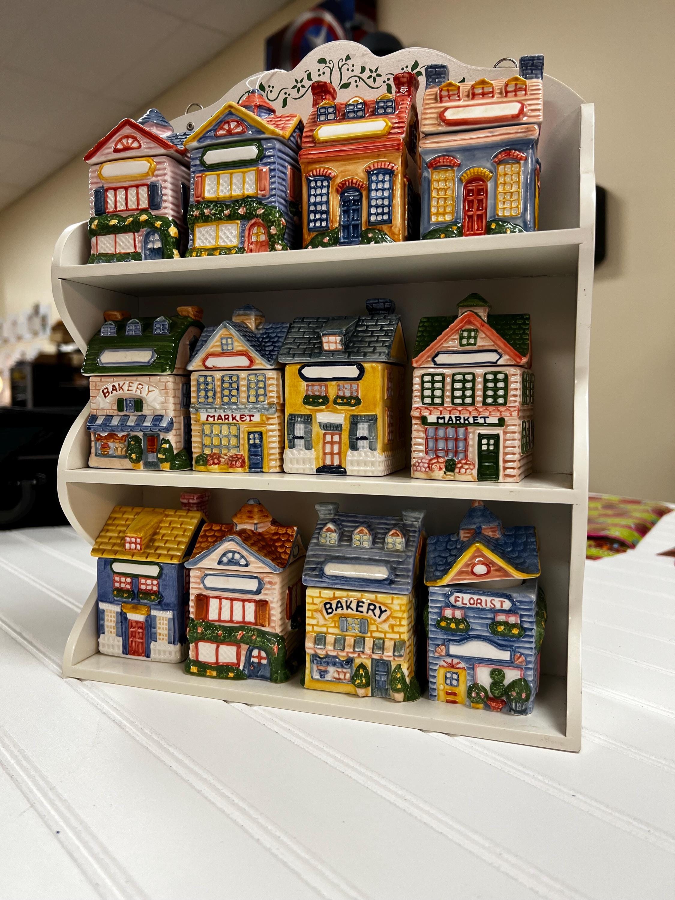 Avon Victorian Houses Spice Cottage 12 Jar Village Set With Labels and ...