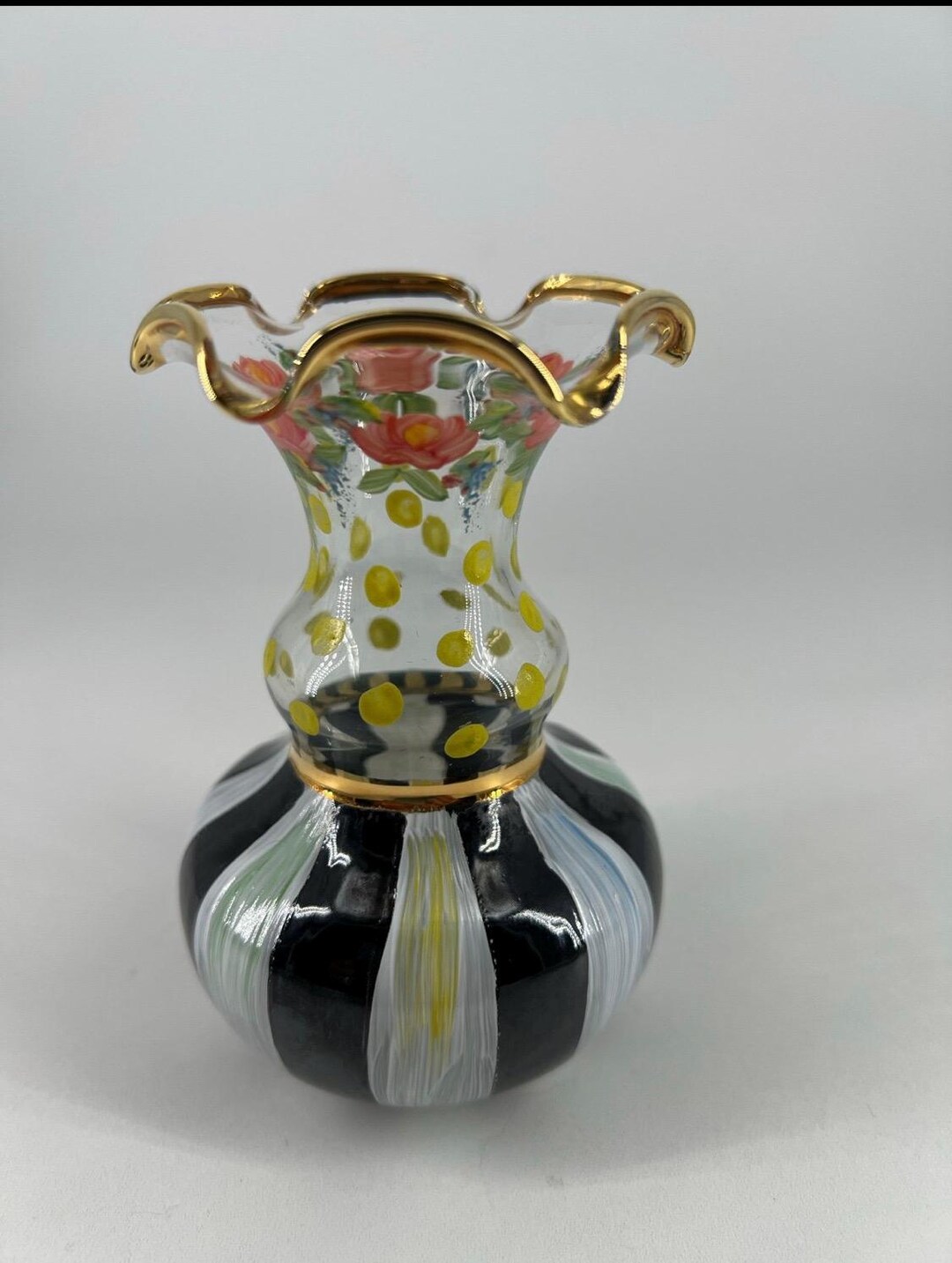 Vintage Mackenzie-childs Circus Hand-blown Art Glass Vase - Etsy