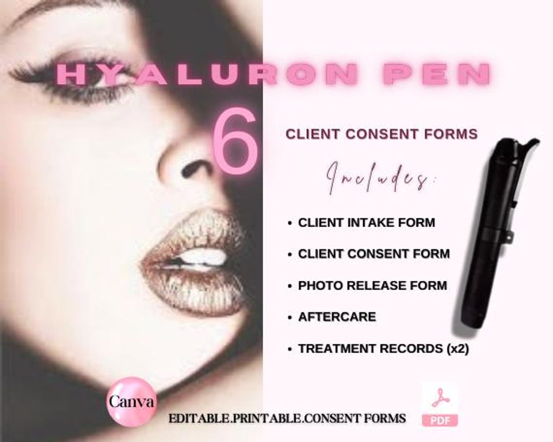 Editable Hyaluron Pen Consent Forms - Intake, Consent, Photo Release ...