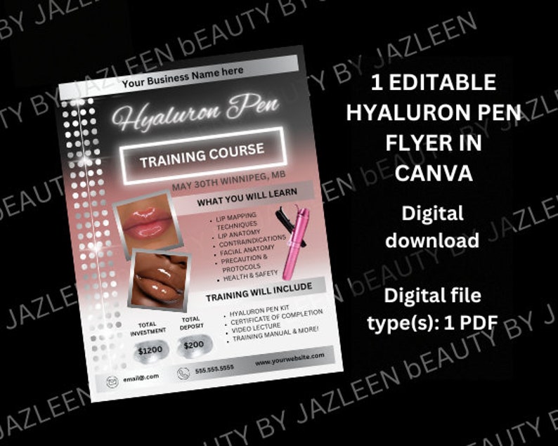 DIY Editable Hyaluron Pen Flyer, Hyaluron Pen, Instant Download, Dermal ...